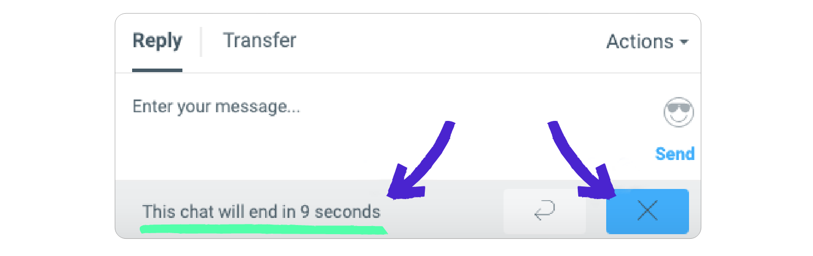 Transferring chats and understanding Ban and Bye buttons on Live Chat ...