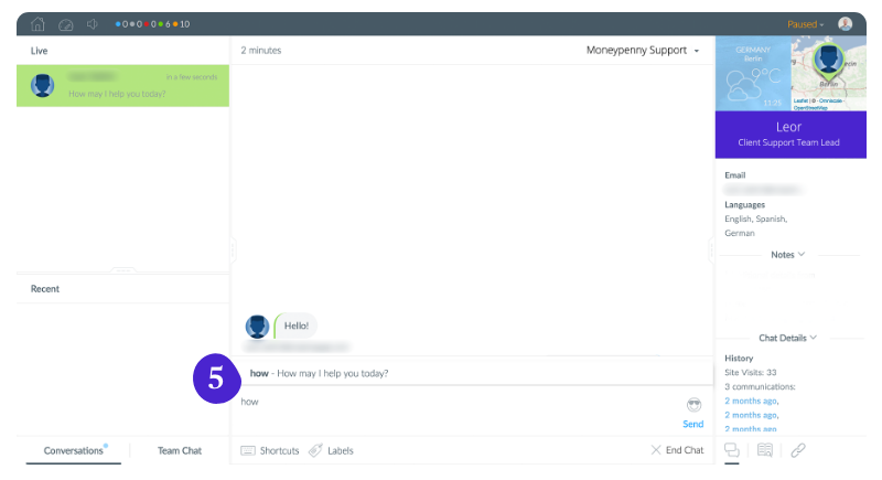 How to use Live Chat Shortcuts - Moneypenny | Resources