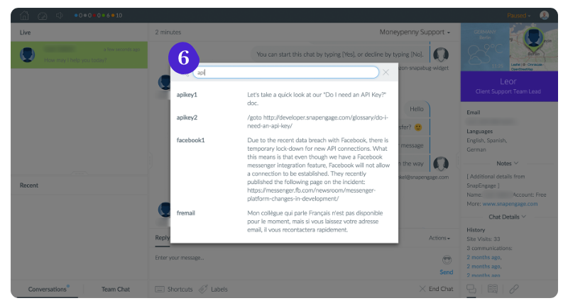 How to use Live Chat Shortcuts - Moneypenny | Resources