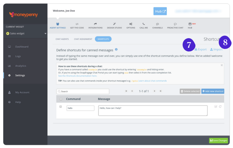How to use Live Chat Shortcuts - Moneypenny | Resources